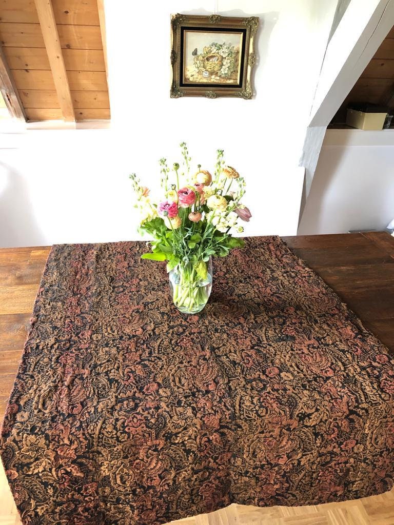 Antique Woven Table Cloth in Dramatic Colours of Black, Red and Gold - Etsy