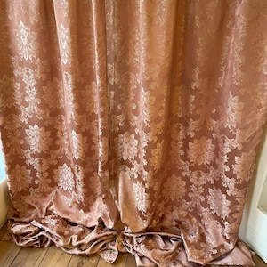Silk Damask Curtains in Salmon Pink Dating From 1870 - Etsy
