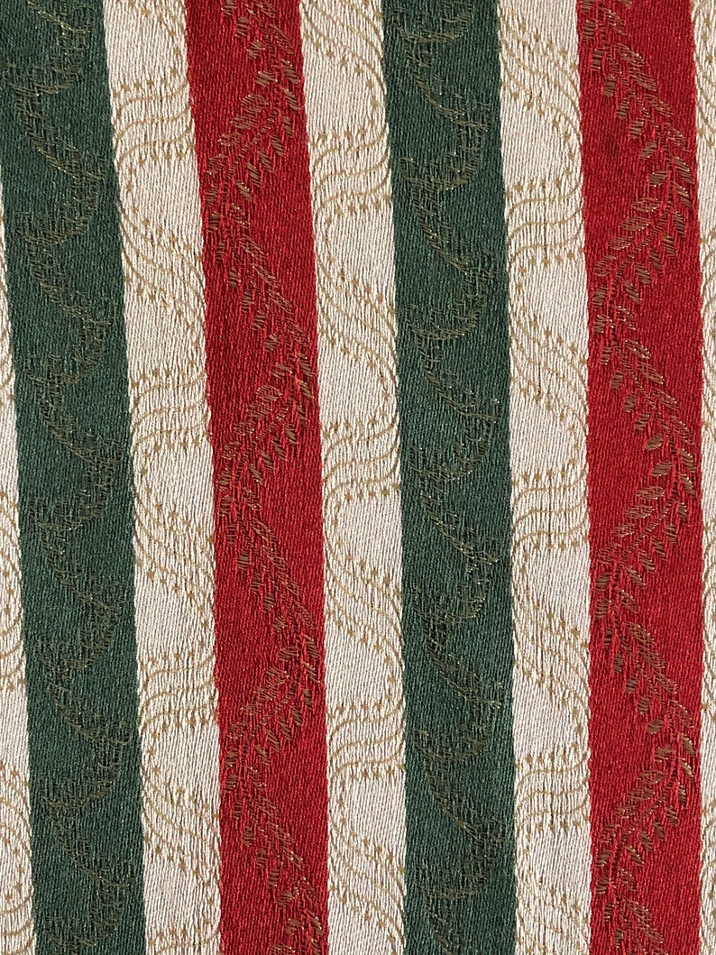 Vintage Silk Damask Curtains in Green and Red Regency Striped Design - Etsy