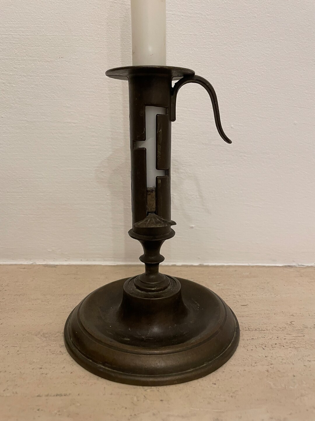 Antique (circa 1850's) Brass Candle Holder With Push up Lever for ...