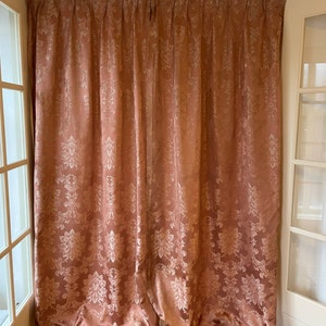 Silk Damask Curtains in Salmon Pink Dating From 1870 - Etsy