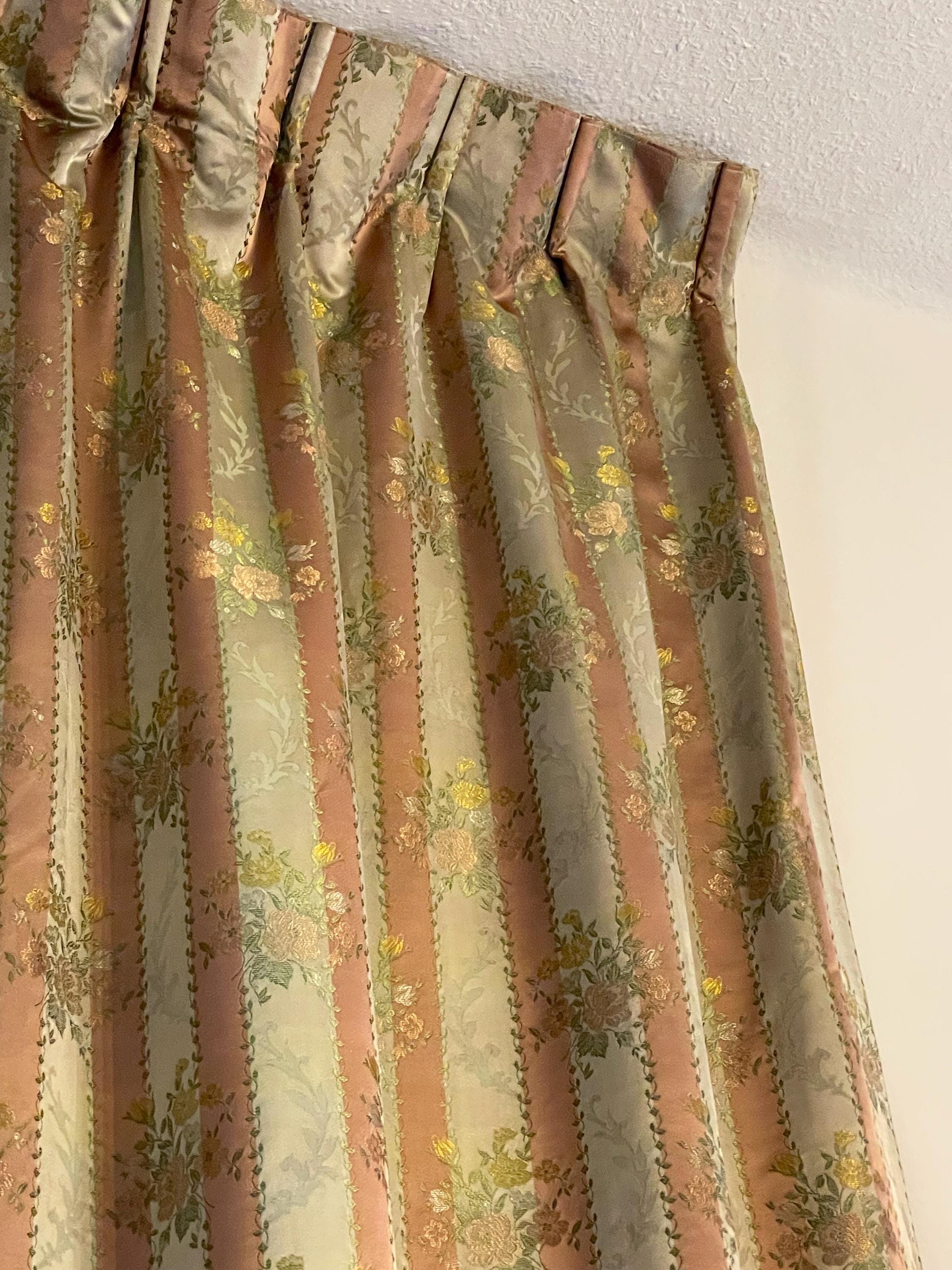 French Silk Damask Antique Curtains Dating From the 1800's, Pink and ...