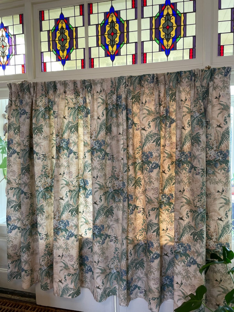 Curtain Vintage Jonelle Fabric Range Etoile Design of Flowers, Palm ...