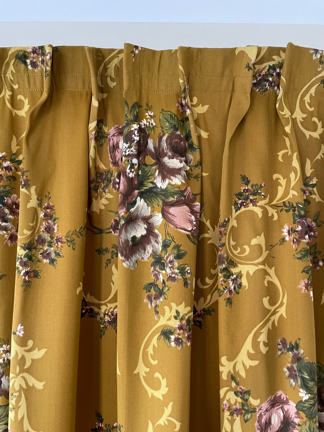 Elegant Victorian Golden Damask Curtains - Etsy