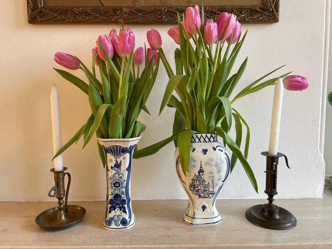 Delft Blue Dutch Vintage Flower Vases Hand Painted - Etsy