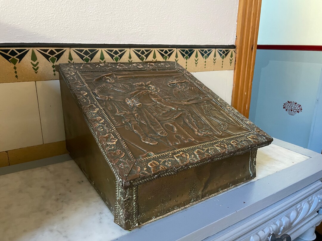 Bread Bin or Peat Bin, Antique, Copper Plated With a Beautiful Relief ...