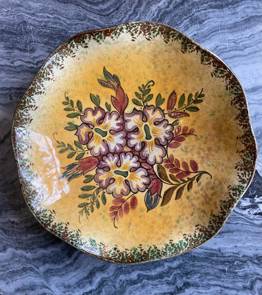 Vintage Italian Hand Painted Ceramic Pottery Bowl by Faënza Di Perlo ...