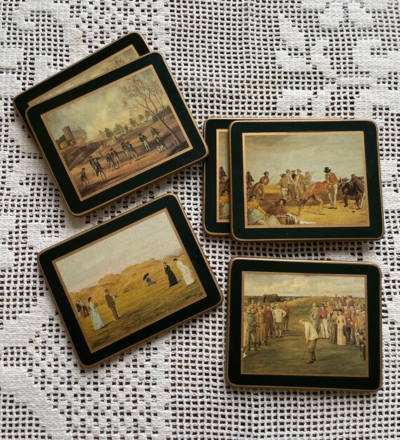 Set of 6 Luxury Golf Themed Coasters - Etsy