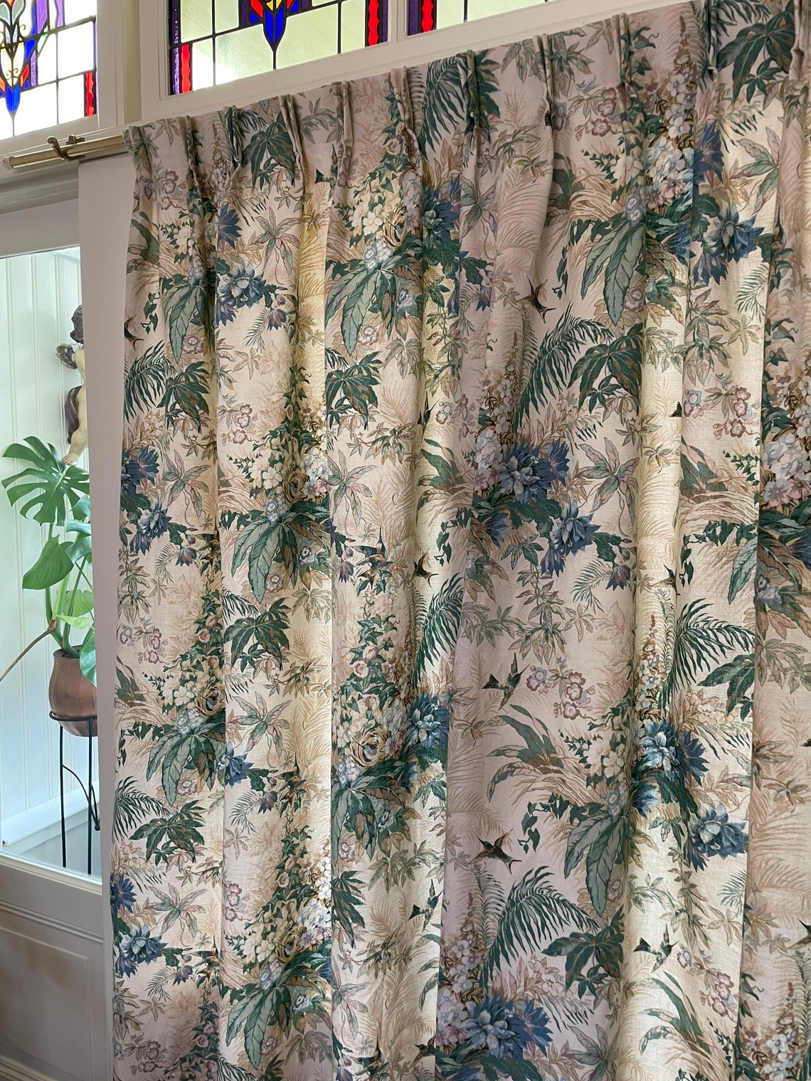 Curtain Vintage Jonelle Fabric Range Etoile Design of Flowers, Palm ...