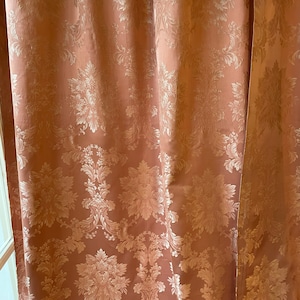 Silk Damask Curtains in Salmon Pink Dating From 1870 - Etsy