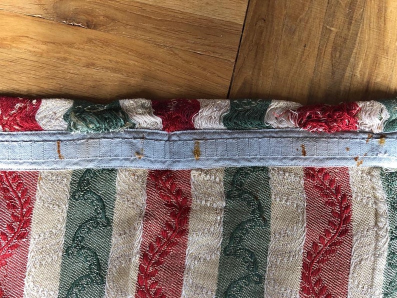 Vintage Silk Damask Curtains in Green and Red Regency Striped Design - Etsy