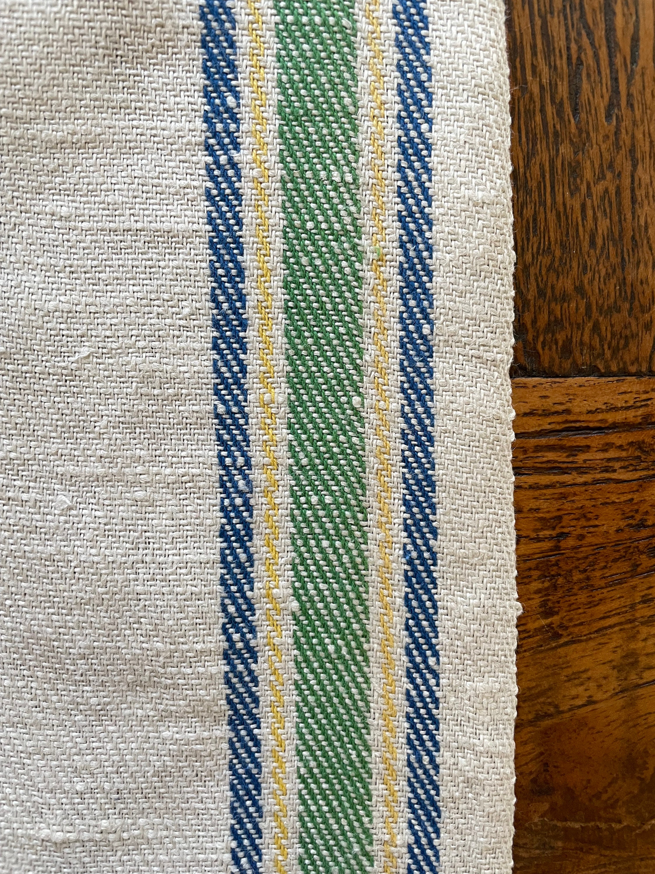 Mangle Cloth Antique With Blue and Green Stripes, Linen Fabric From the ...