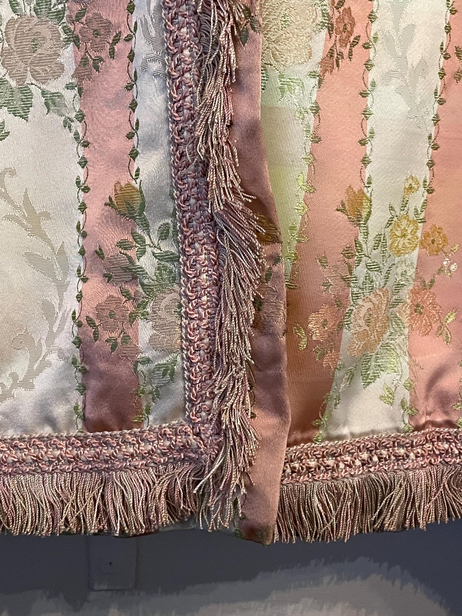 French Silk Damask Antique Curtains Dating From the 1800's, Pink and ...