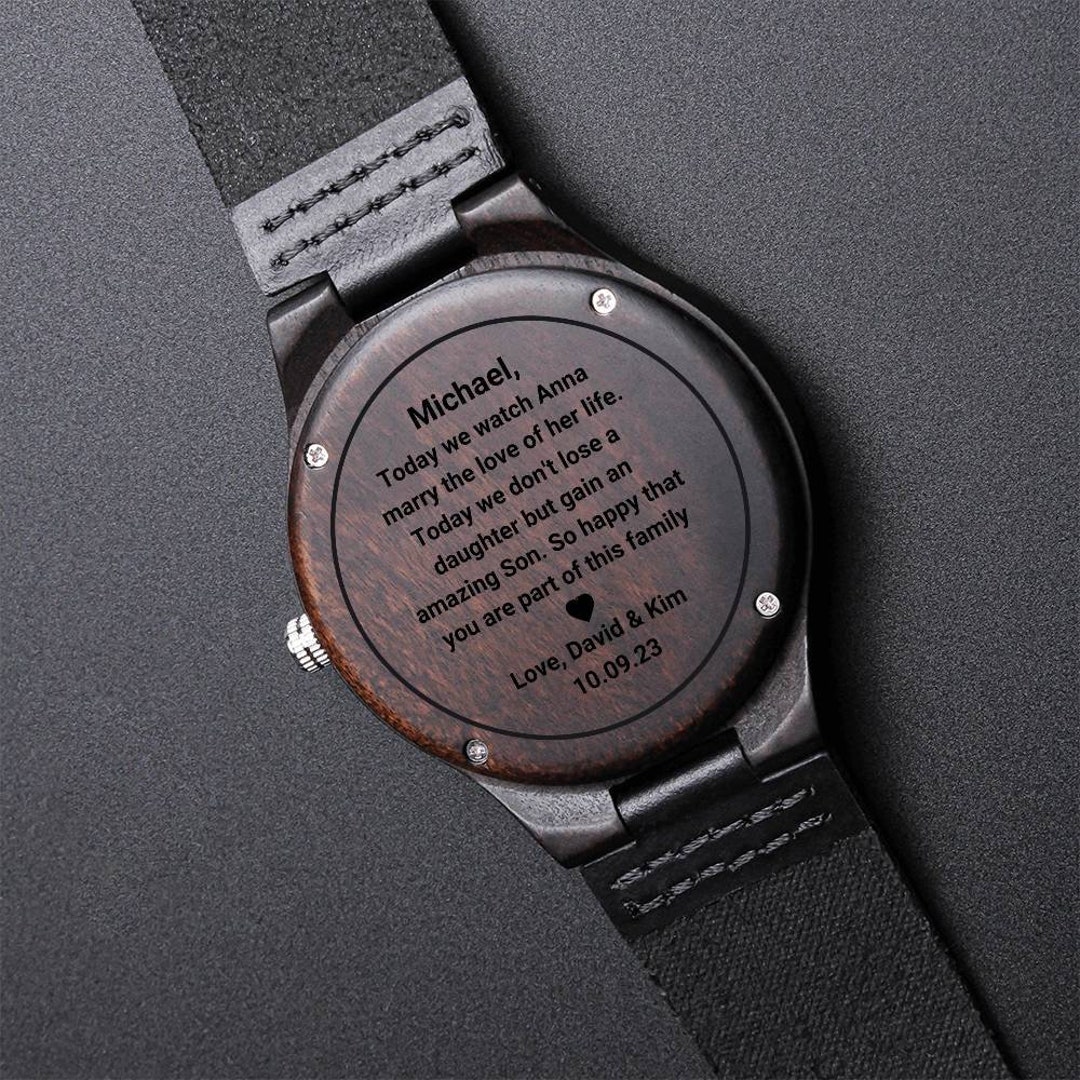 Engraved Sandalwood Watch, Son in Law Wedding Gift - Etsy
