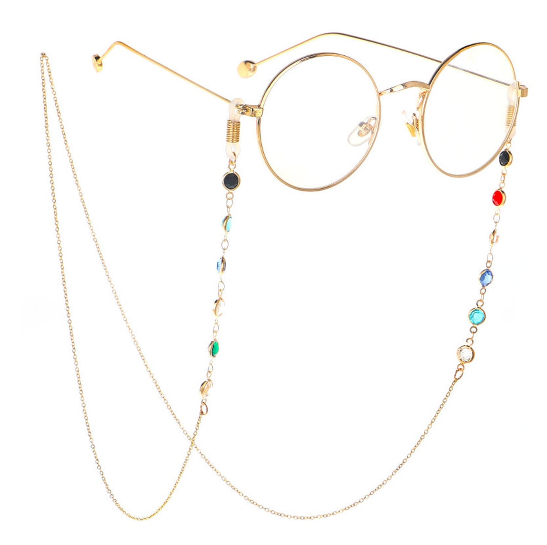 Glasses Chain / Metal Colorful Rhinestone Glasses Chain / - Etsy