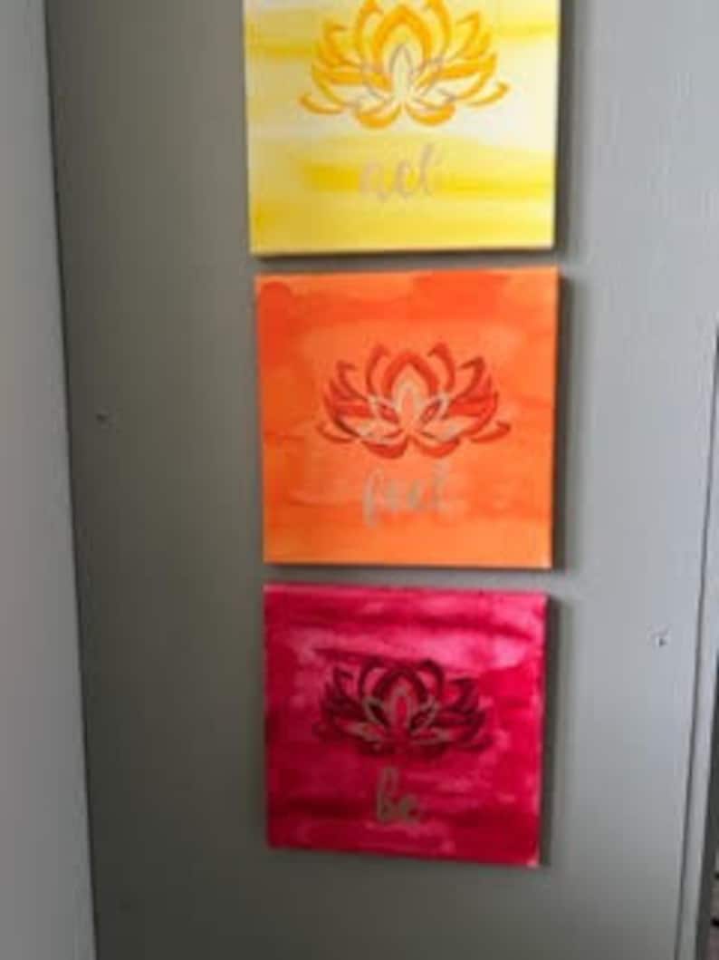 Chakra Colors Hand Painting Set With Gold Leaf Meditation on 8" X 8 ...