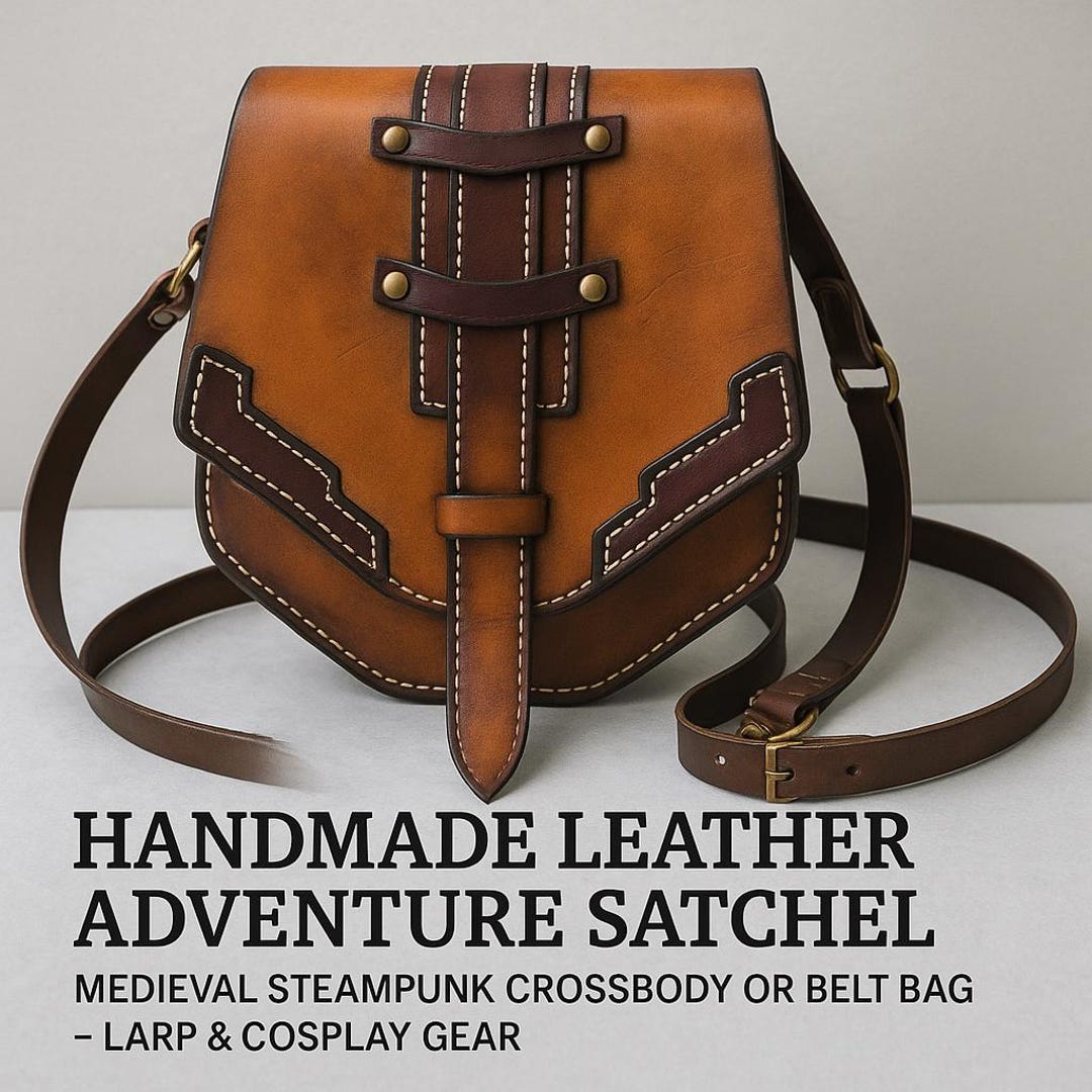 Handmade Leather Adventure Satchel – Medieval Steampunk Crossbody or ...