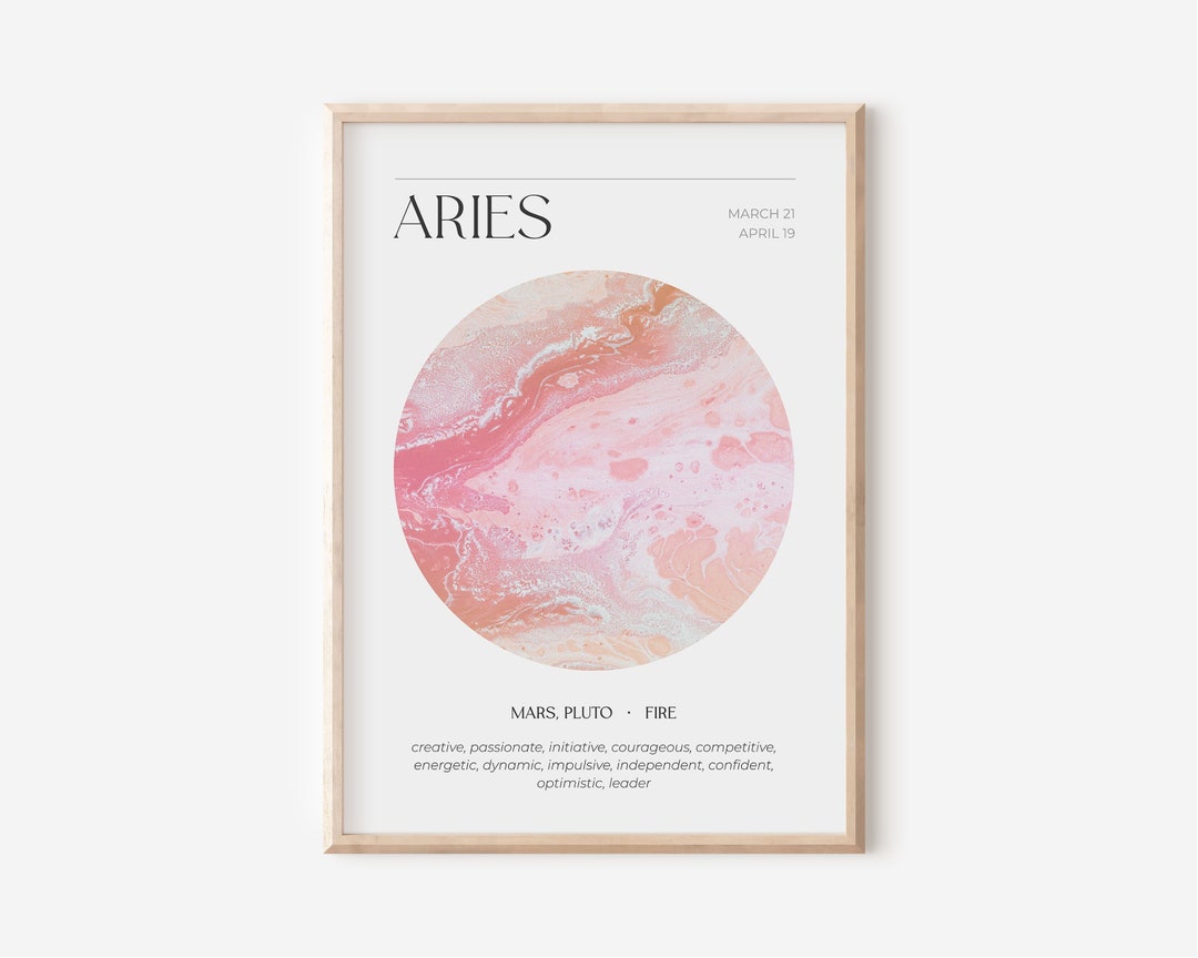 Aries Zodiac Poster, Astrology Wall Art Print, Horoscope Print Art ...