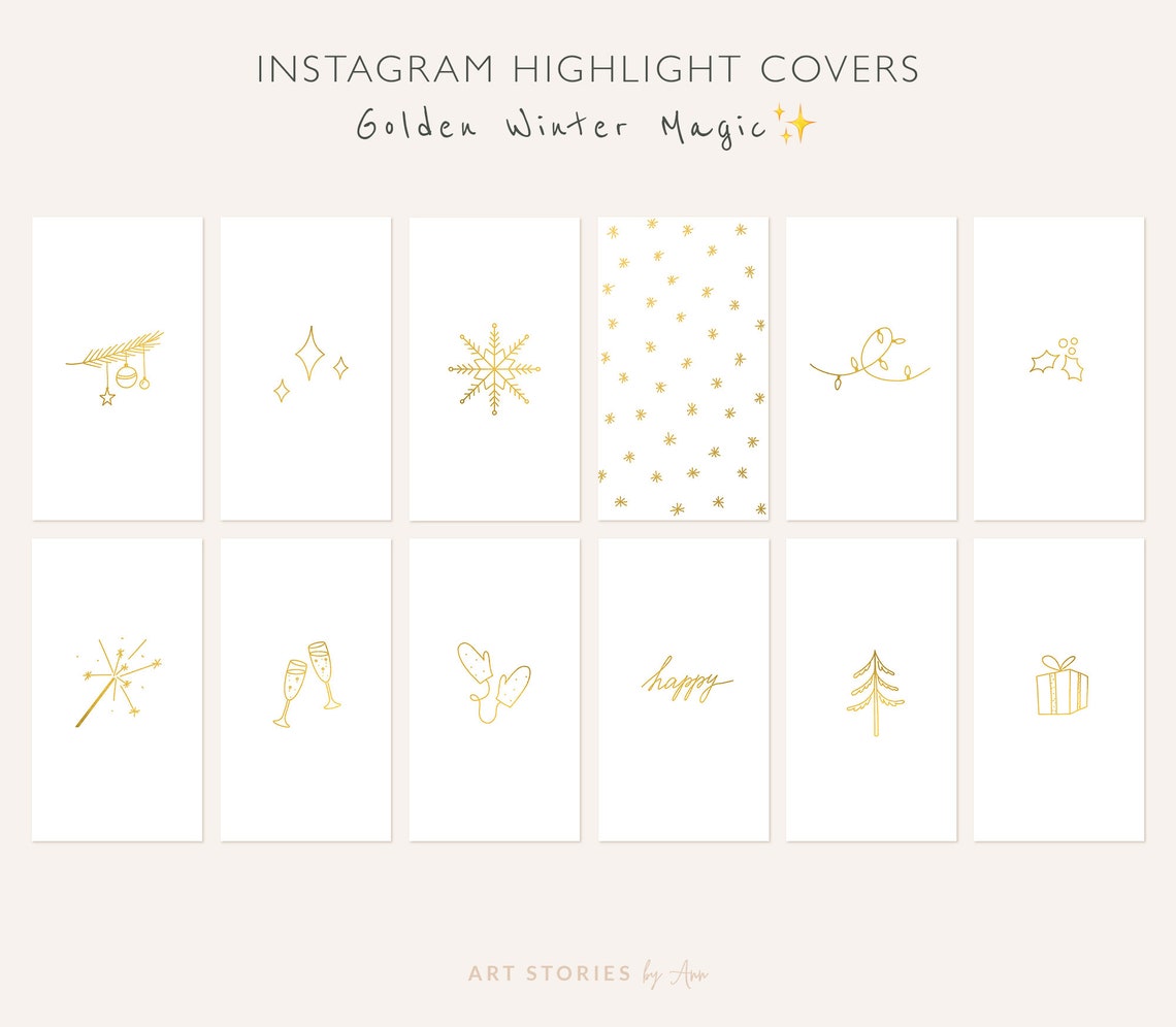 Golden Winter Magic Instagram Highlight Covers, Winter Mood Minimalist ...