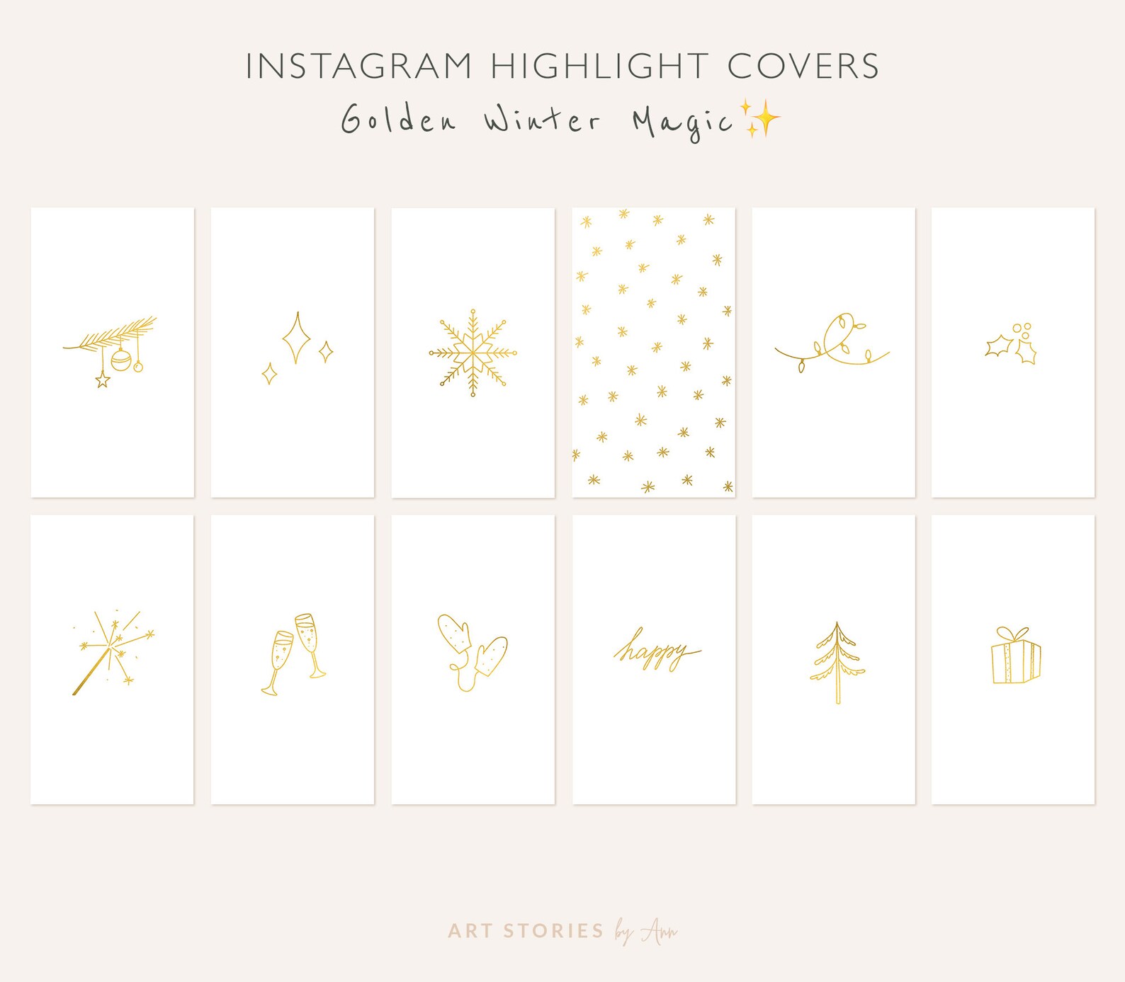 Golden Winter Magic Instagram Highlight Covers, Winter Mood Minimalist ...