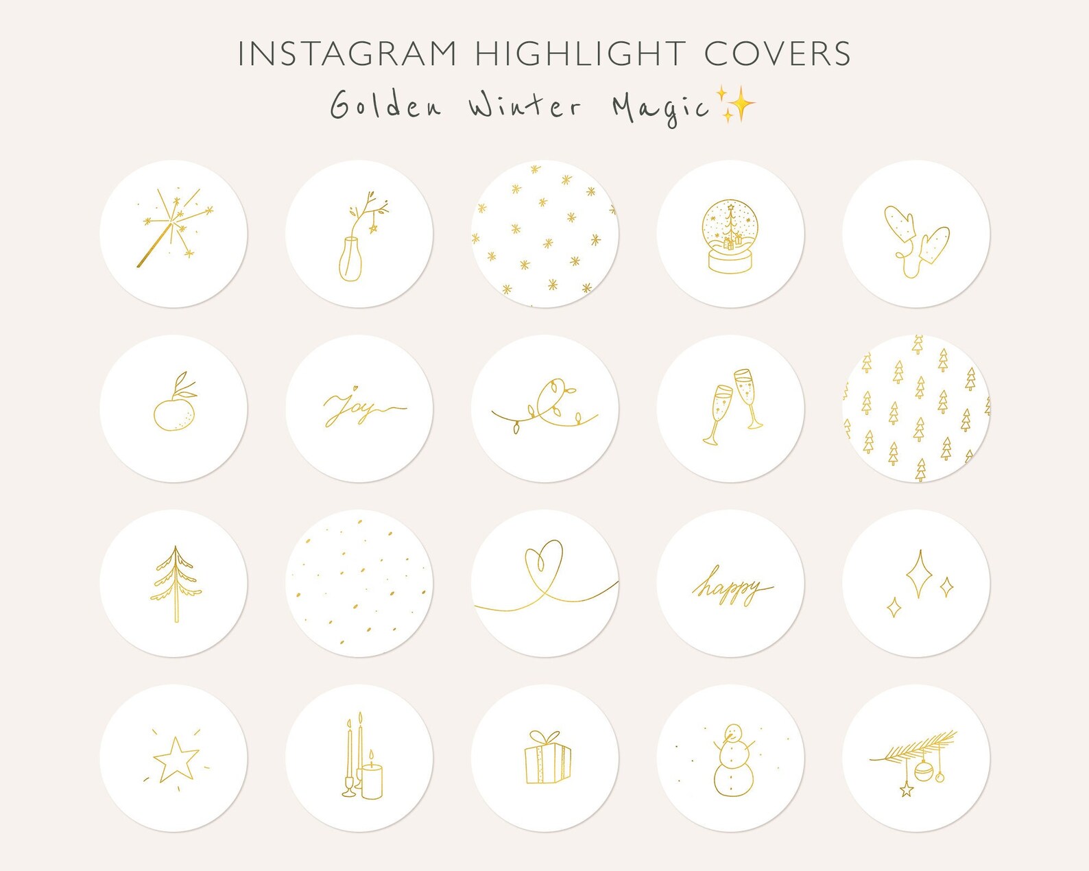 Golden Winter Magic Instagram Highlight Covers, Winter Mood Minimalist ...