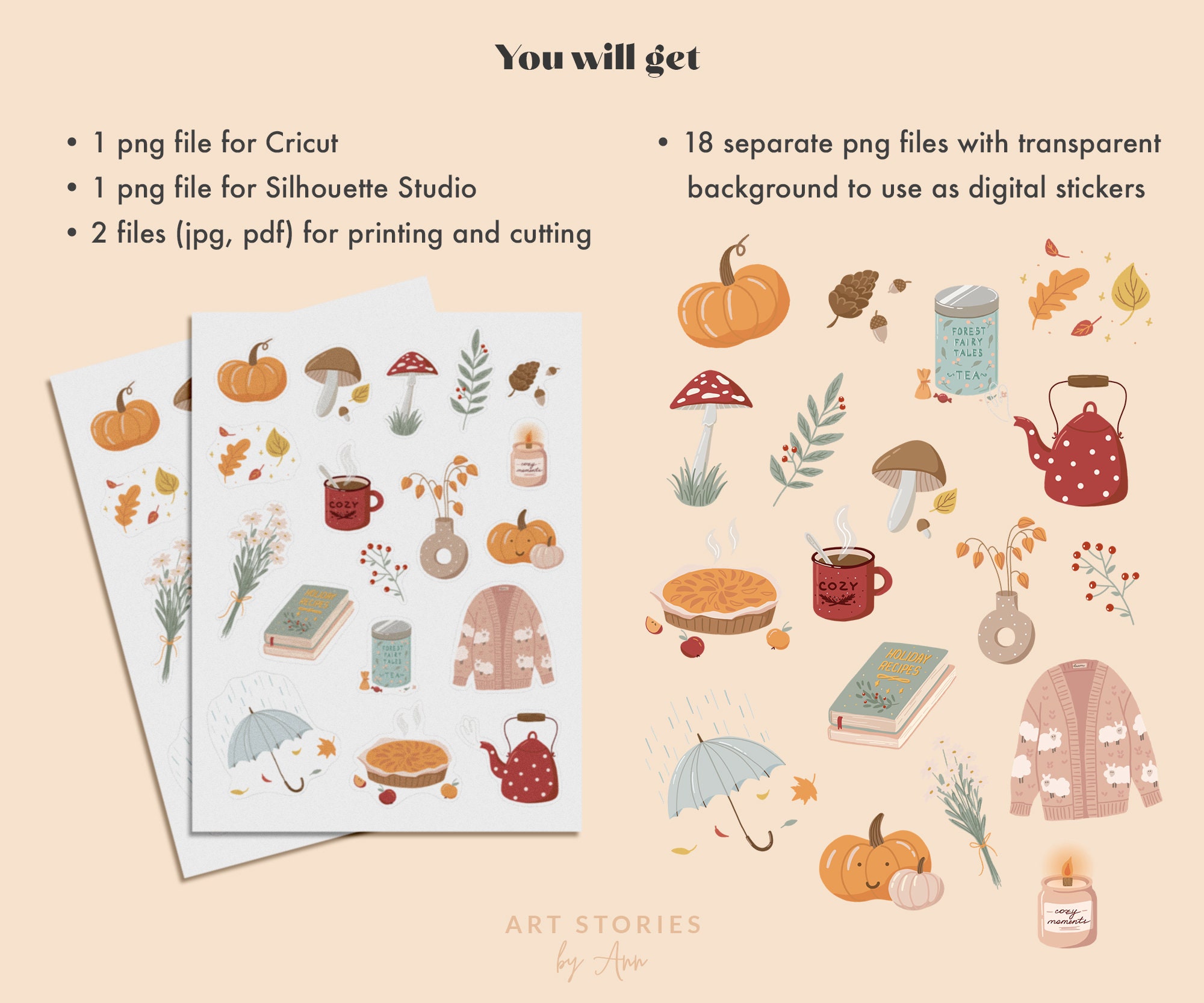Cozy Autumn Printable Stickers, Instagram Story Stickers, Happy Fall ...