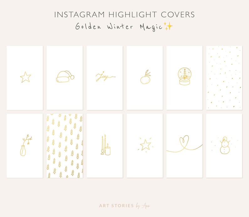 Golden Winter Magic Instagram Highlight Covers, Winter Mood Minimalist ...