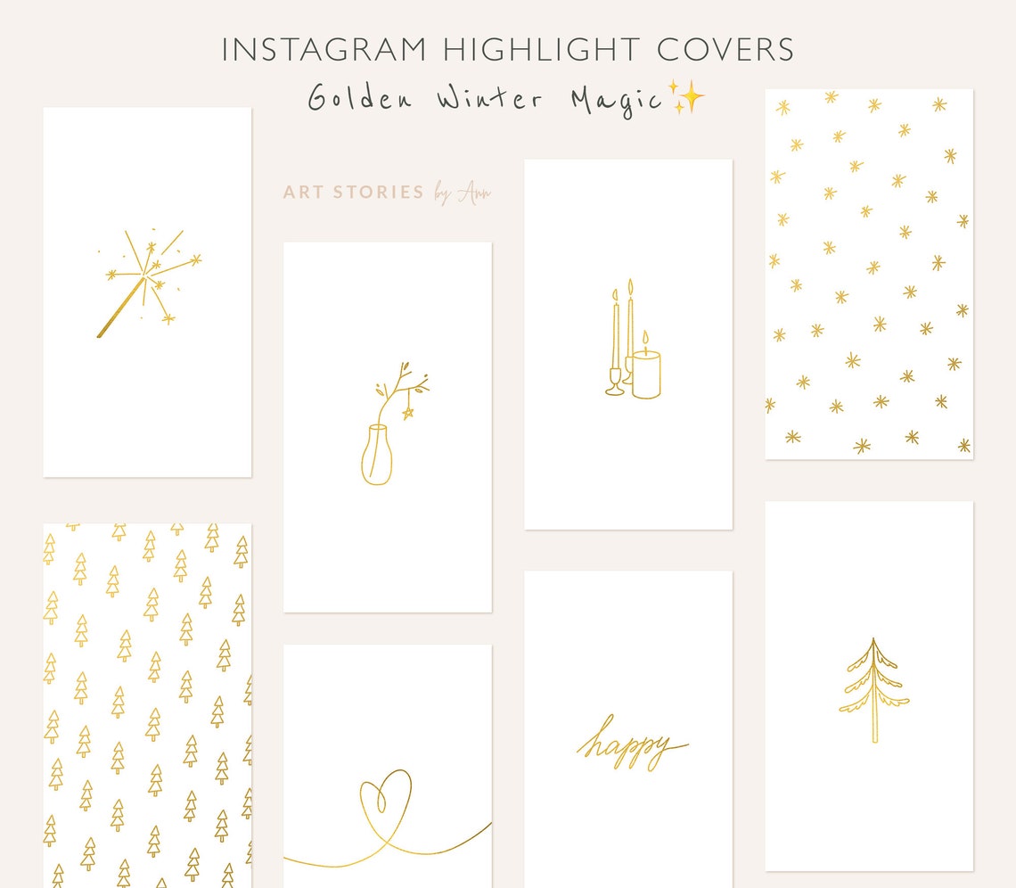 Golden Winter Magic Instagram Highlight Covers, Winter Mood Minimalist ...