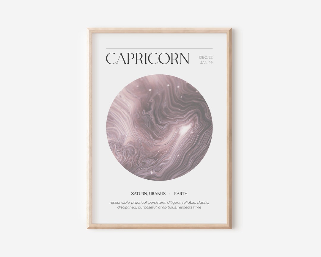 Capricorn Zodiac Poster, Astrology Wall Art, Horoscope Print Art, Star ...