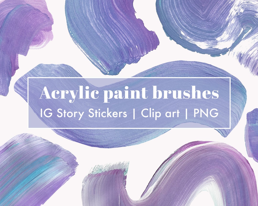 Acrylic Brush Strokes Clipart Violet Brush Strokes Instagram - Etsy