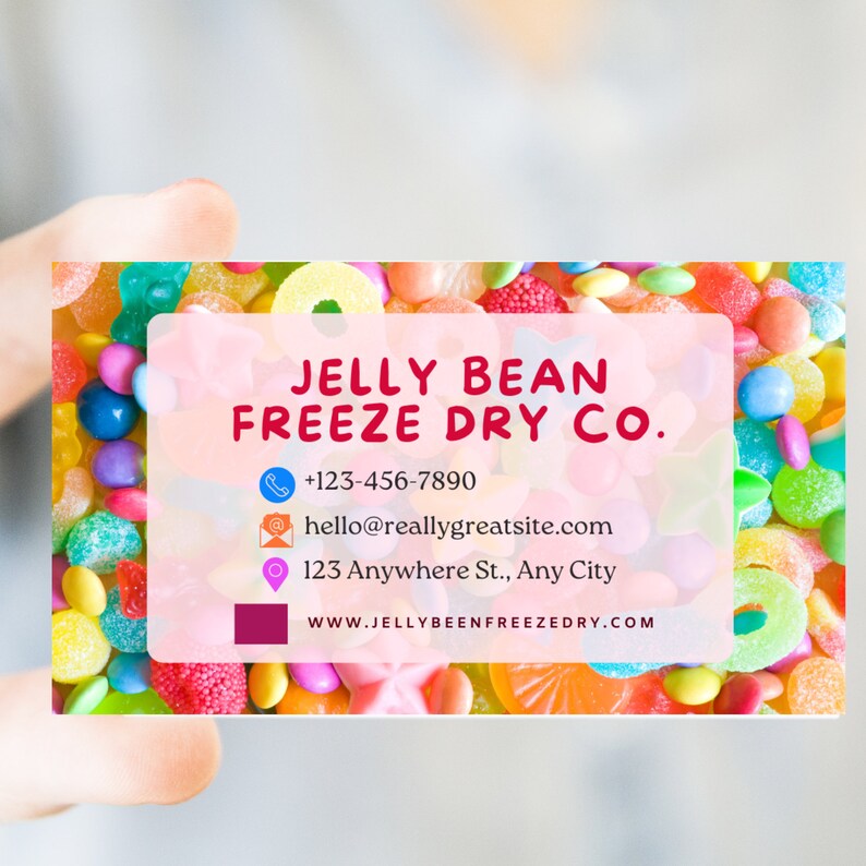 Freeze Dry Candy Business Card, Canva Business Card Template, Editable ...