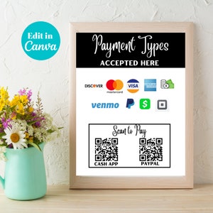 Vendor Payment Method Sign: Customizable Canva Template (digital ...