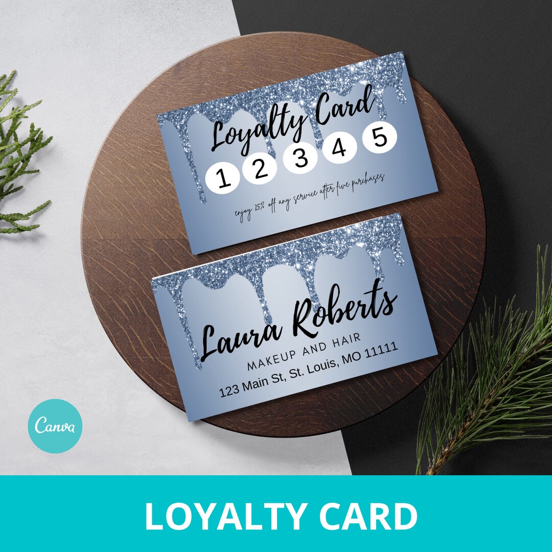 Blue Loyalty Card Template, Loyalty Card Template, Customizable Loyalty ...