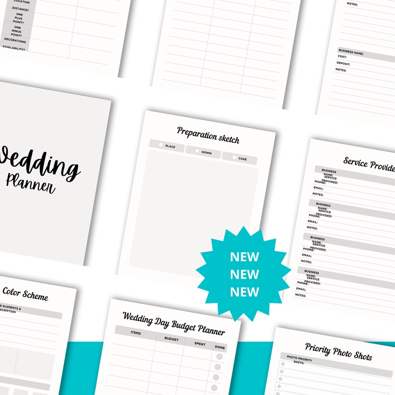 Minimalist Wedding Day Planner, Printable Wedding Planner, Wedding ...