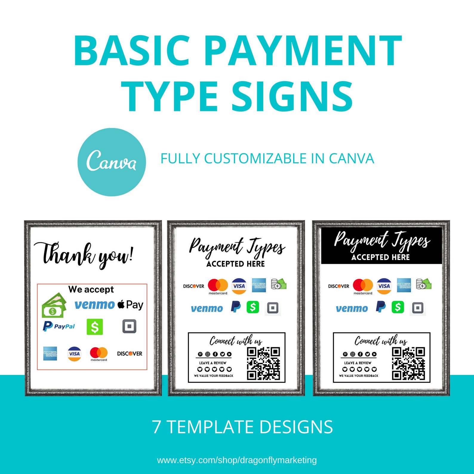 Vendor Payment Method Sign: Customizable Canva Template (digital ...