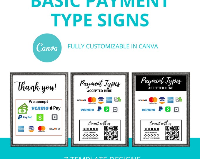 Printable Payment Sign | Payment Method Sign | We Accept Credit Cards ...