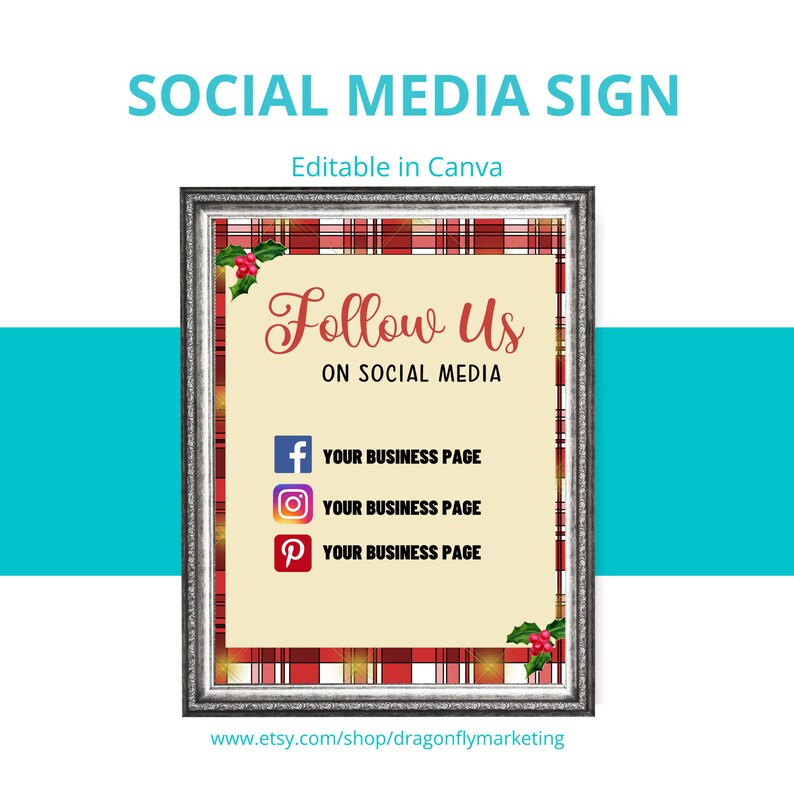 Editable Social Media Sign Template: 8.5" X 11" Canva Design (digital ...