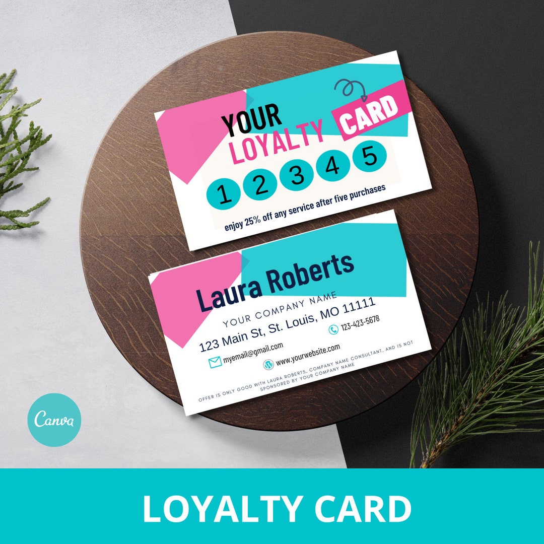 Colorful Loyalty Card Template, Loyalty Card Template, Customizable ...