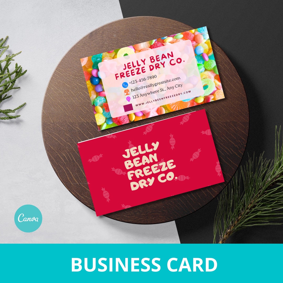 Freeze Dry Candy Business Card, Canva Business Card Template, Editable ...