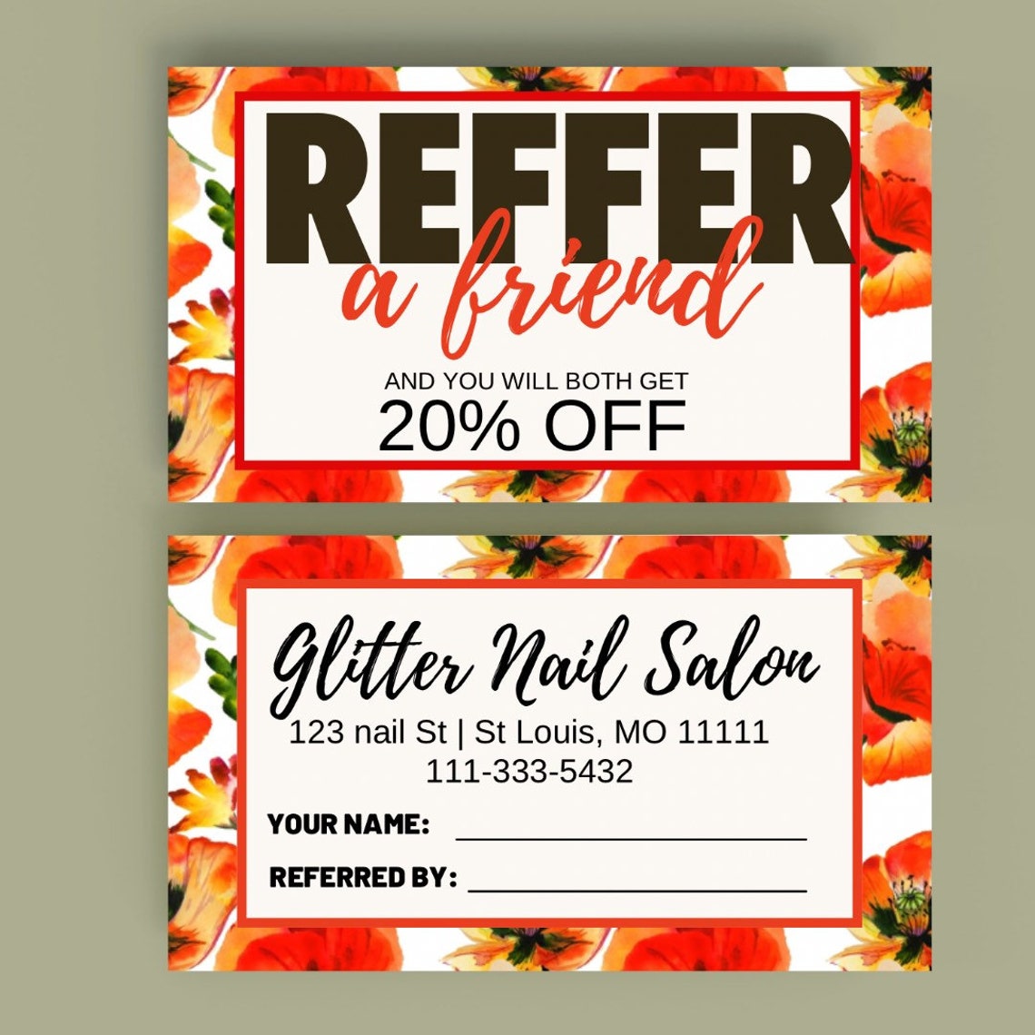 Business Referral Card CANVA Template Refer a Friend Card - Etsy