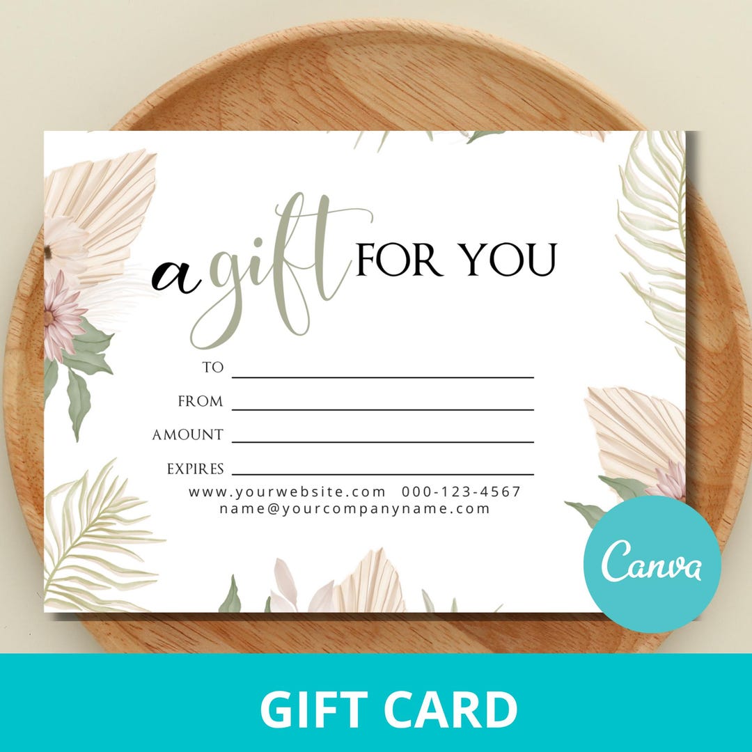 Boho Neutral Gift Card Template | Editable Canva Certificate | Modern ...
