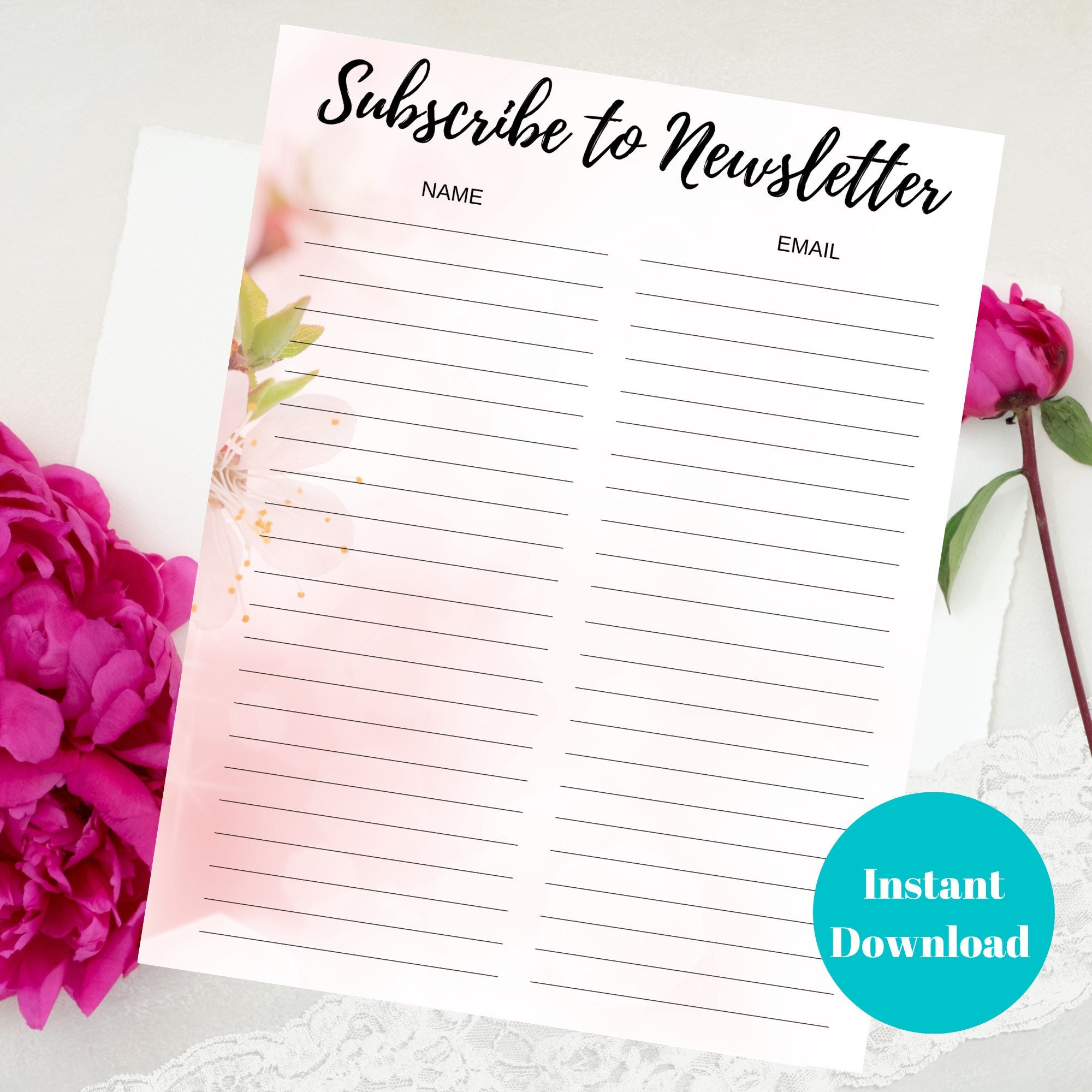 Email Signup Sheet PDF, Business Email Signup Form, Craft Fair Email ...