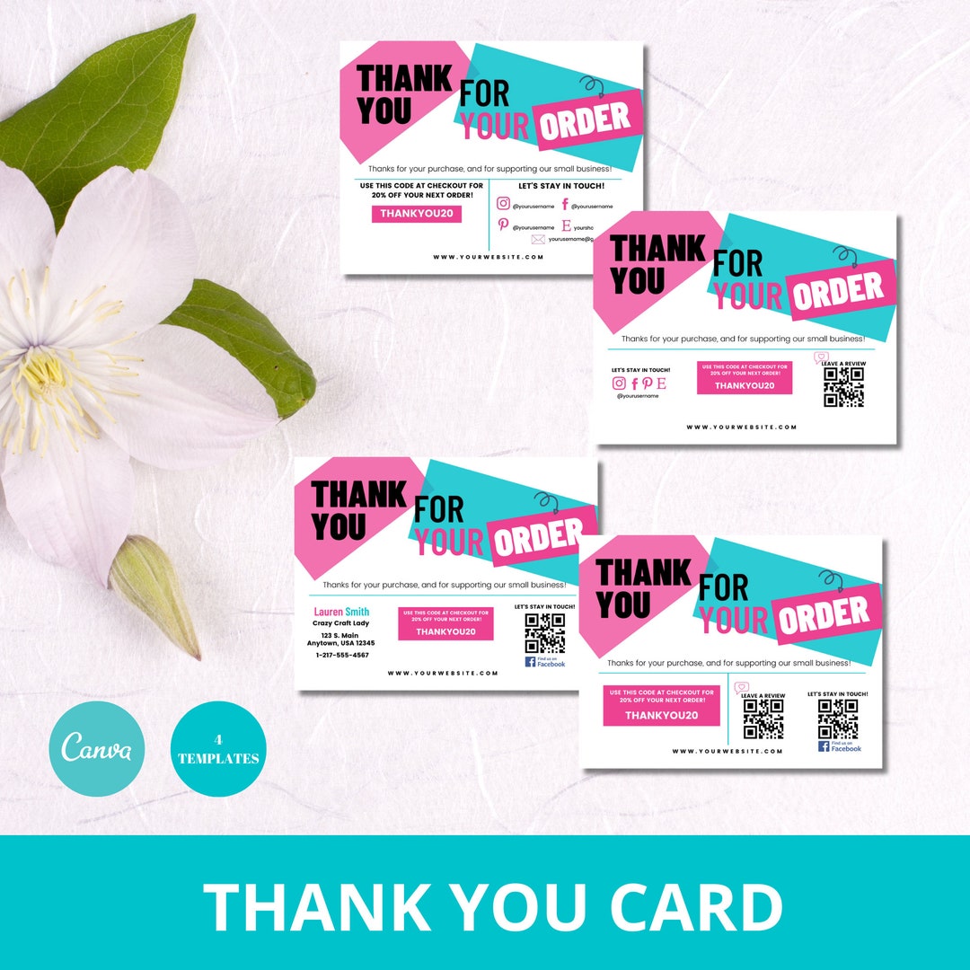 Thank You Card Template Bundle, CANVA Template, Professional Thank You ...