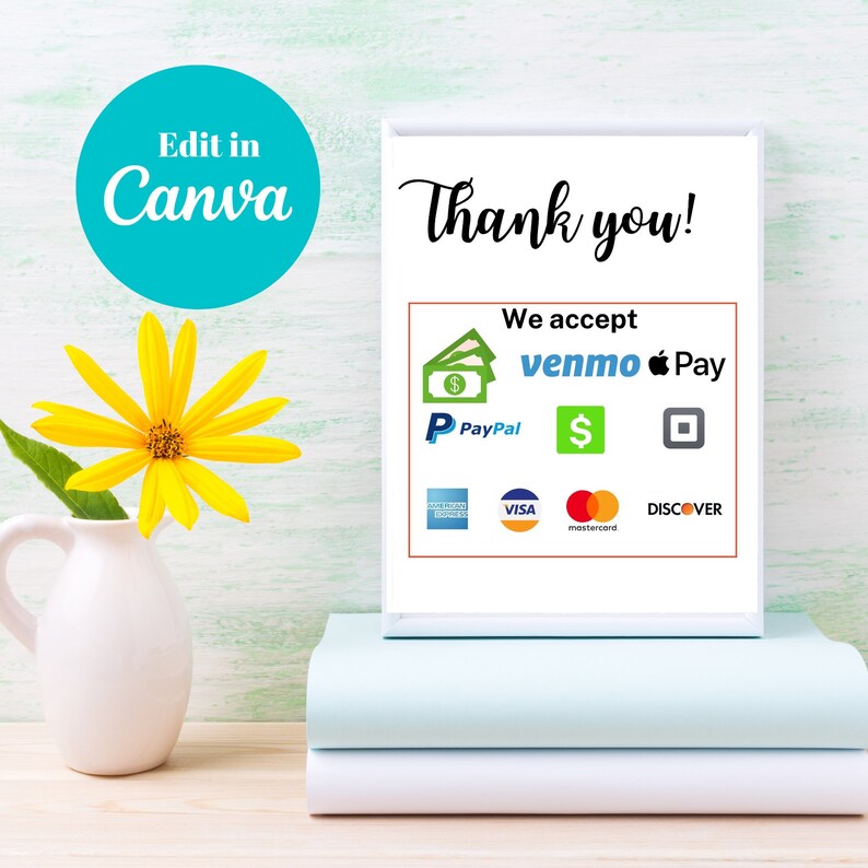 Vendor Payment Method Sign: Customizable Canva Template (digital ...