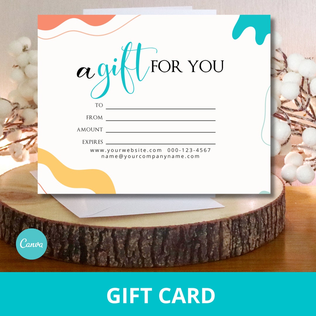 Colorful Gift Voucher, Canva Template, Editable Gift Card, Customizable ...
