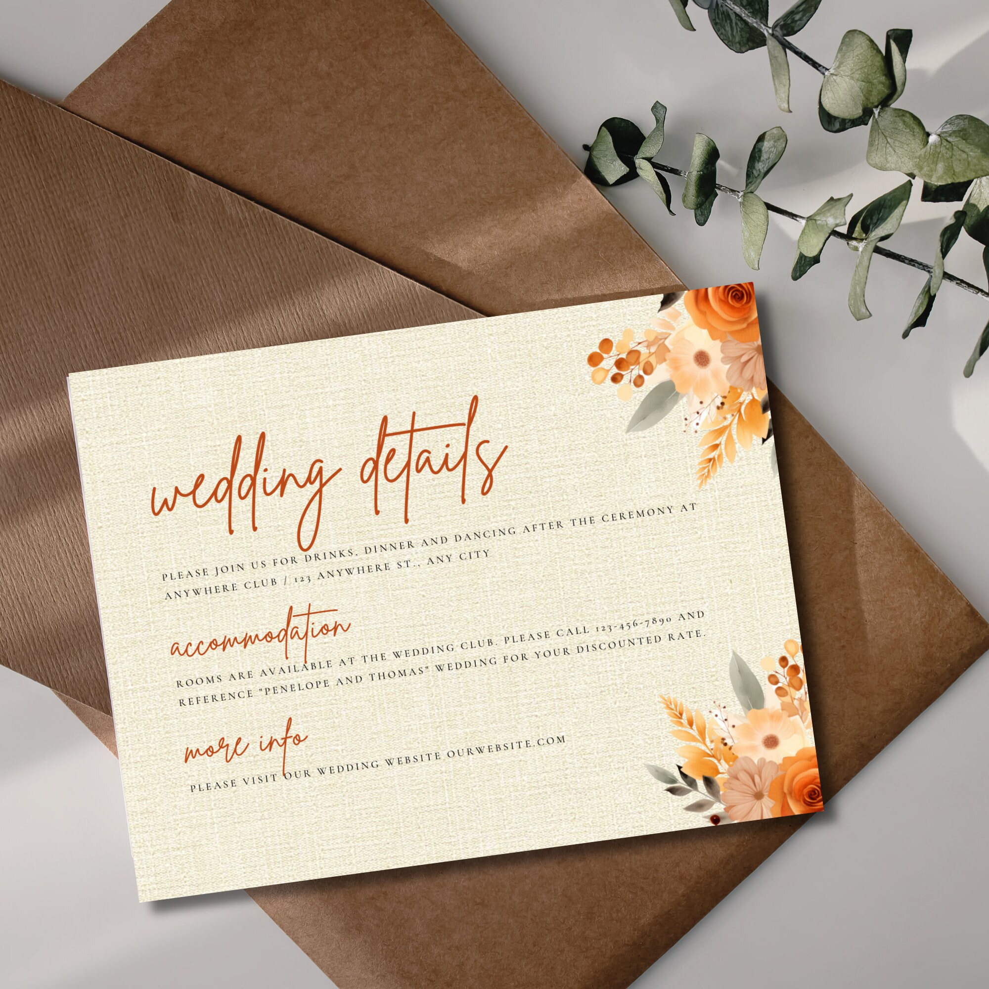 Fall Wedding Invitation Bundle,editable Wedding Bundle,canva Wedding ...