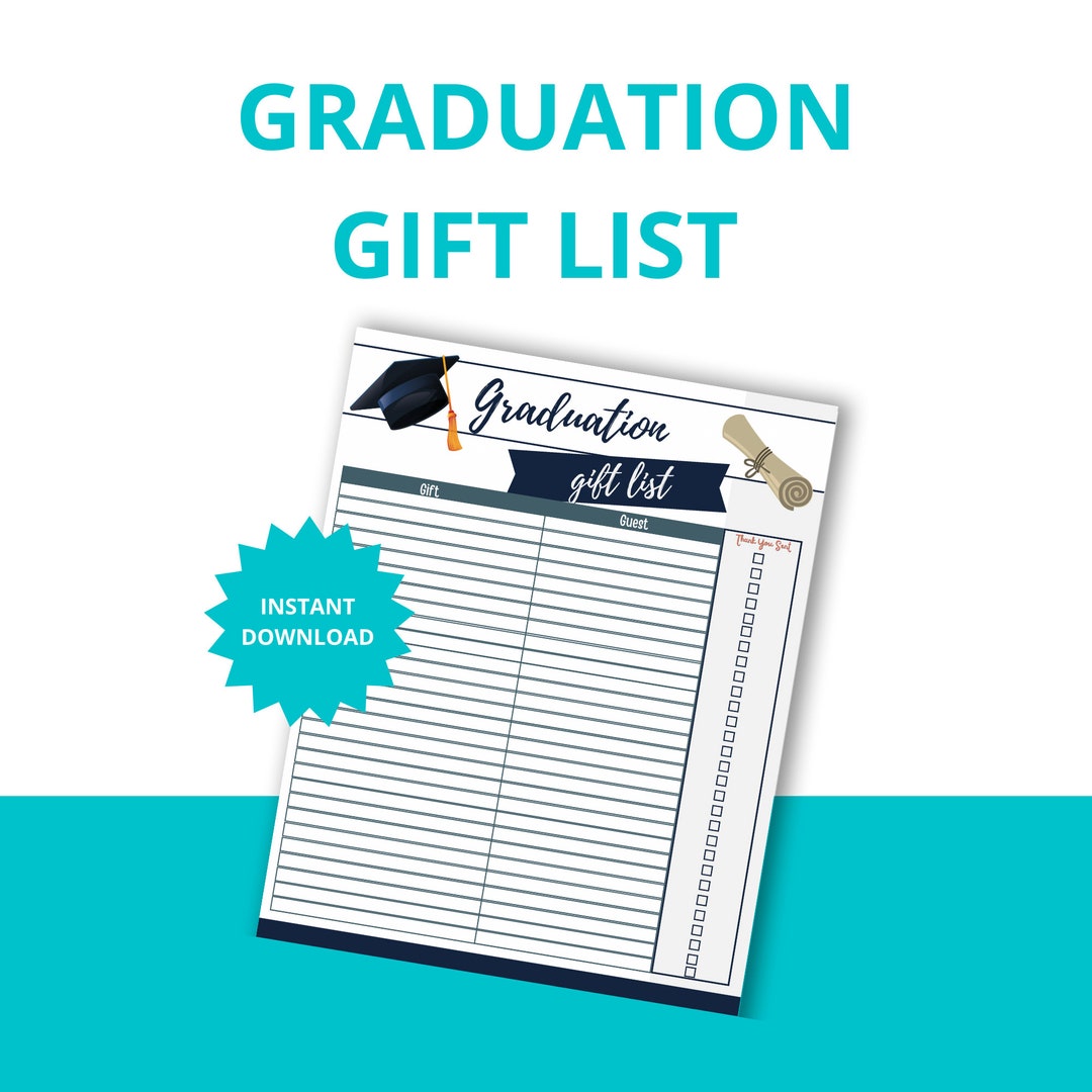 Graduation Gift List, Graduation Gift List Download, Gift Tracker PDF ...