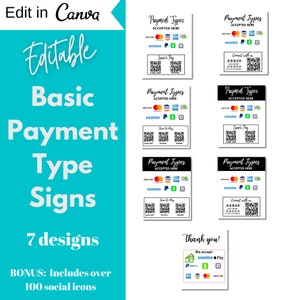 Vendor Payment Method Sign: Customizable Canva Template (digital ...