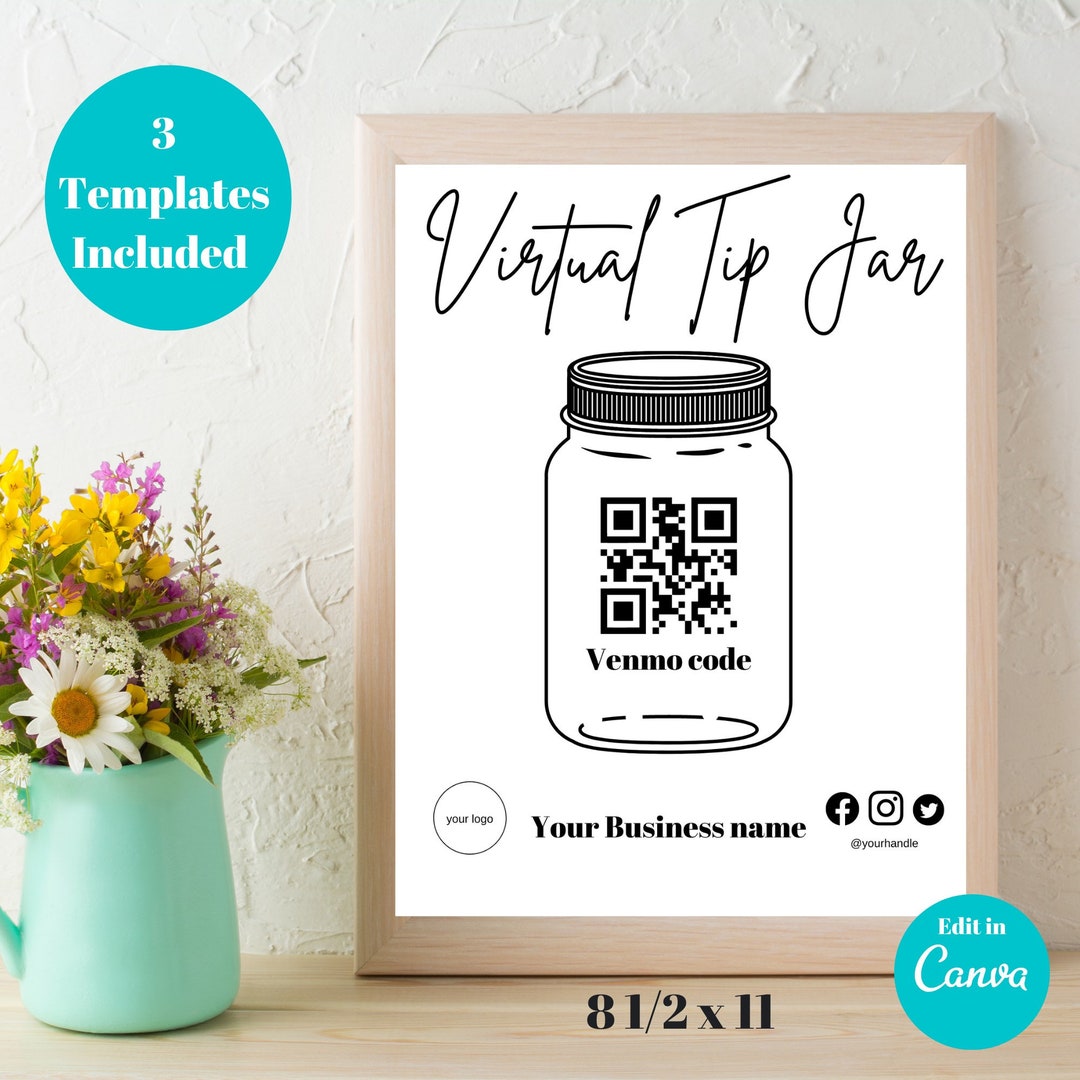 Virtual Tip Jar Sign Wedding Tip Sign Small Business Sign - Etsy