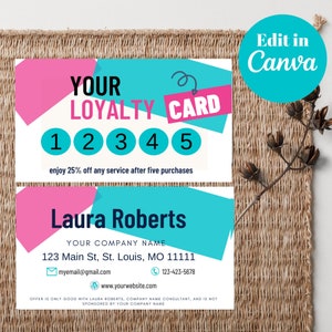 Colorful Loyalty Card Template, Loyalty Card Template, Customizable ...